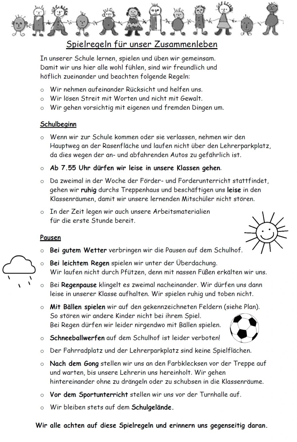 Unsere Spielregeln – Grundschule Haste in Osnabrück